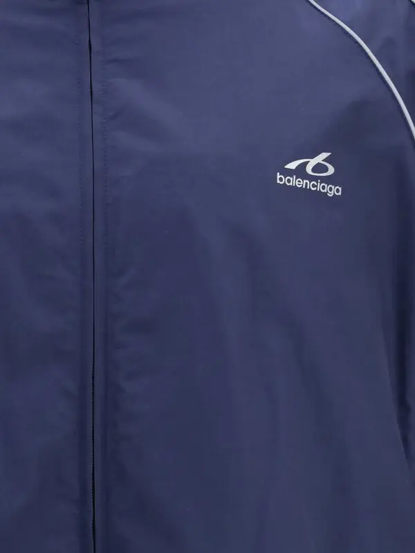 Balenciaga Relaxed Fit Cotton-blend Zip-up Sweatshirt With A High Neck - Navy
