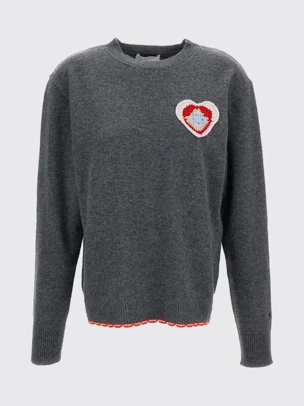 Stella McCartney Virgin Wool Crew Neck Sweater With Embroidery And Dropped Shoulders