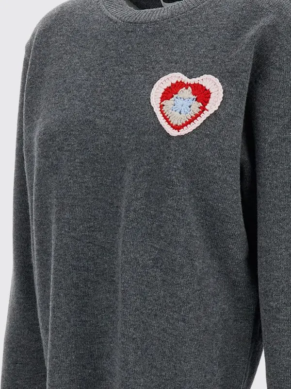 Stella McCartney Virgin Wool Crew Neck Sweater With Embroidery And Dropped Shoulders