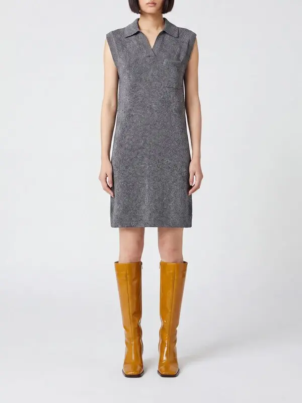 Marni Wool Blend Knit Polo Mini Dress With Classic Collar