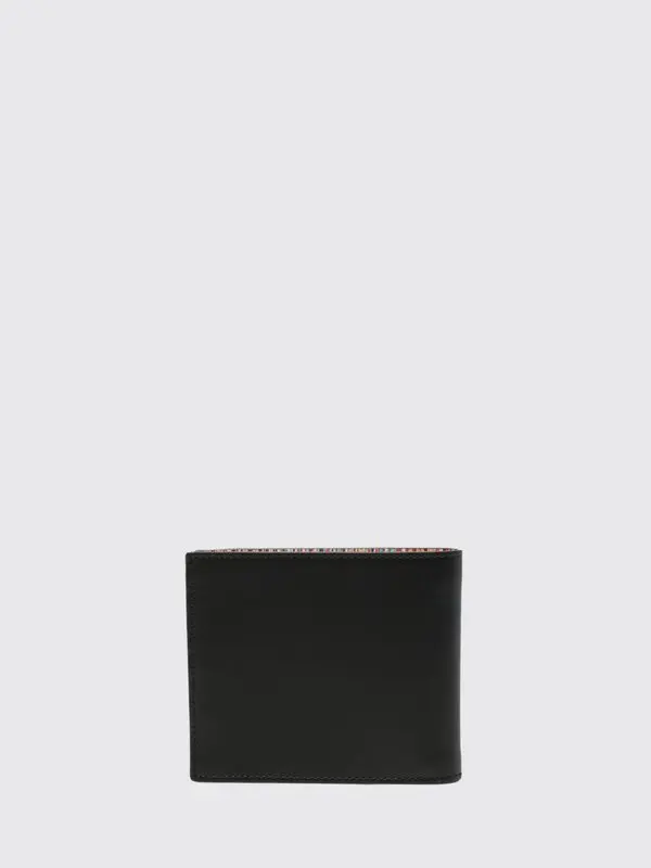 Paul Smith Bifold Calfskin Leather Wallet With Striped Interior And Laminated Logo