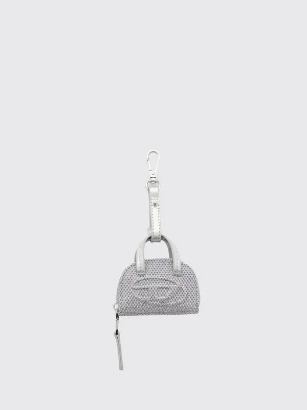 DIESEL® 1dr Dome Lurex Mesh Keychain With Oval D Logo - Silver