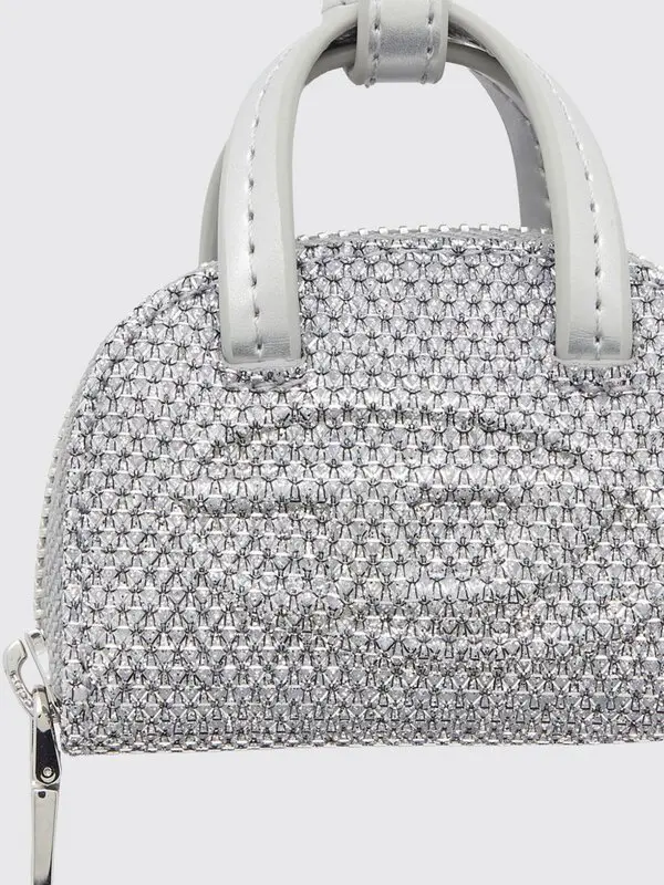 DIESEL® 1dr Dome Lurex Mesh Keychain With Oval D Logo - Silver