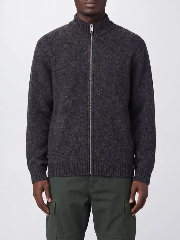 Carhartt Work In Progress Curtis Wool Blend Turtleneck Zip-up Cardigan - Black