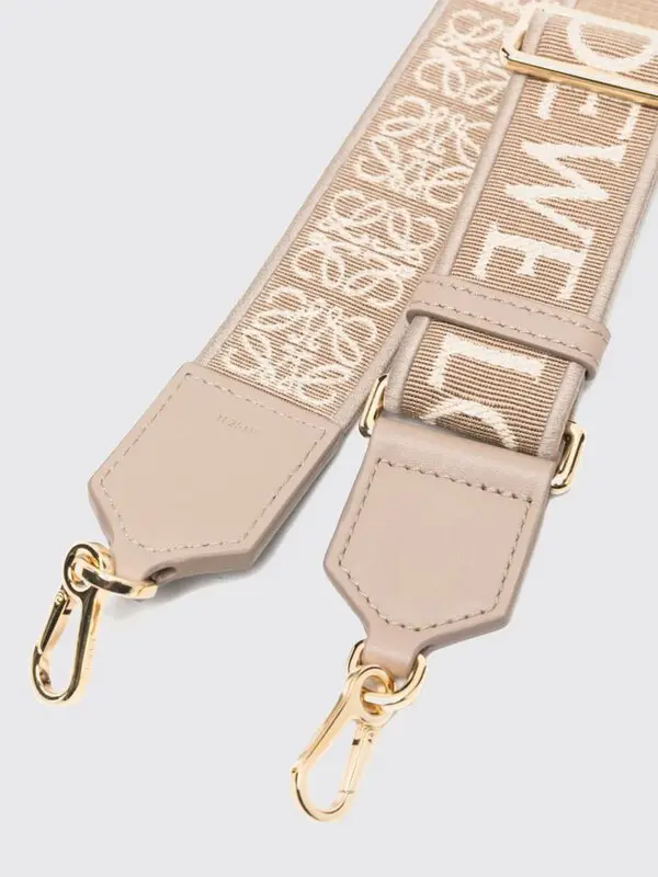 Loewe Adjustable Canvas And Leather Shoulder Strap With Jacquard Logo - Beige