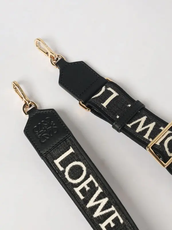 Loewe Adjustable Canvas And Leather Shoulder Strap With Jacquard Logo - Black
