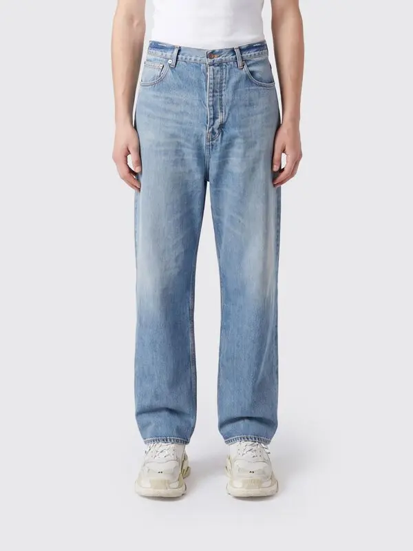 Balenciaga Wide-leg Baggy Jeans In Denim With Worn Effect