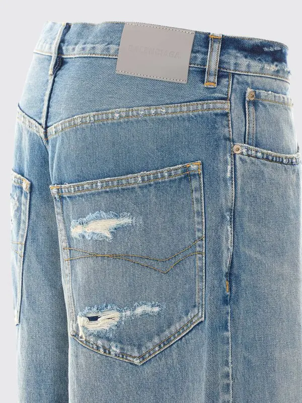 Balenciaga Wide-leg Baggy Jeans In Denim With Worn Effect