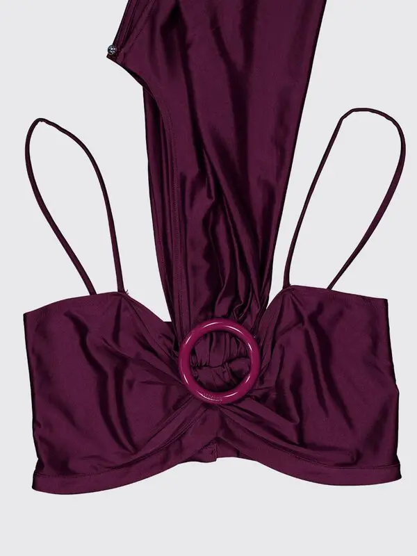Rabanne Cropped V-neck Top In Jersey With A Slim Fit - Violet