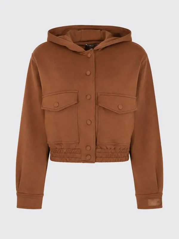 TWINSET Hooded Bomber Jacket In A Viscose Blend With Patch Pockets