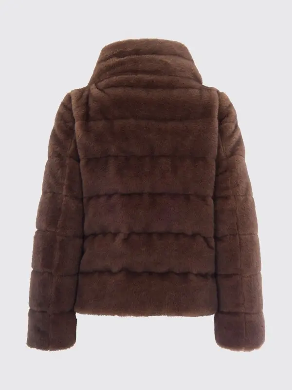 Herno Short Faux Fur Jacket With High Neck And Zip - Earth