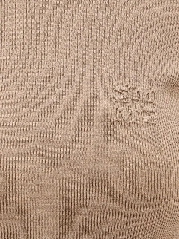 Max Mara Ribbed Wool Slim Fit Turtleneck Sweater - Camel