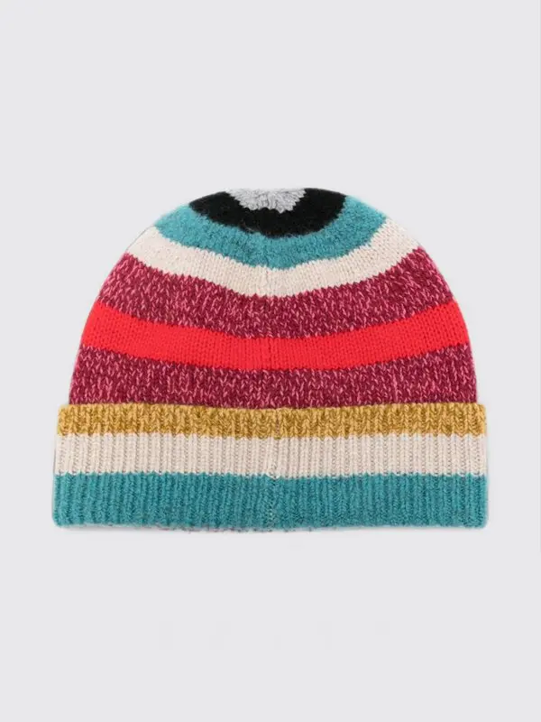 Paul Smith Striped Beanie In A Cotton Blend With A Cuff - Multicolor