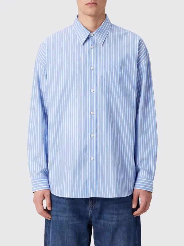 SUNFLOWER Striped Cotton And Tencel Relaxed Fit Shirt - Blue