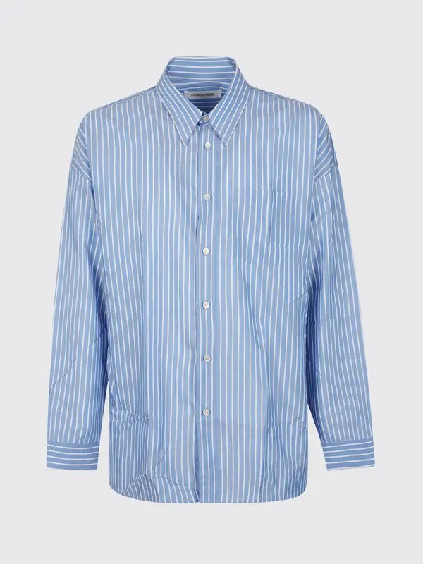 SUNFLOWER Striped Cotton And Tencel Relaxed Fit Shirt - Blue