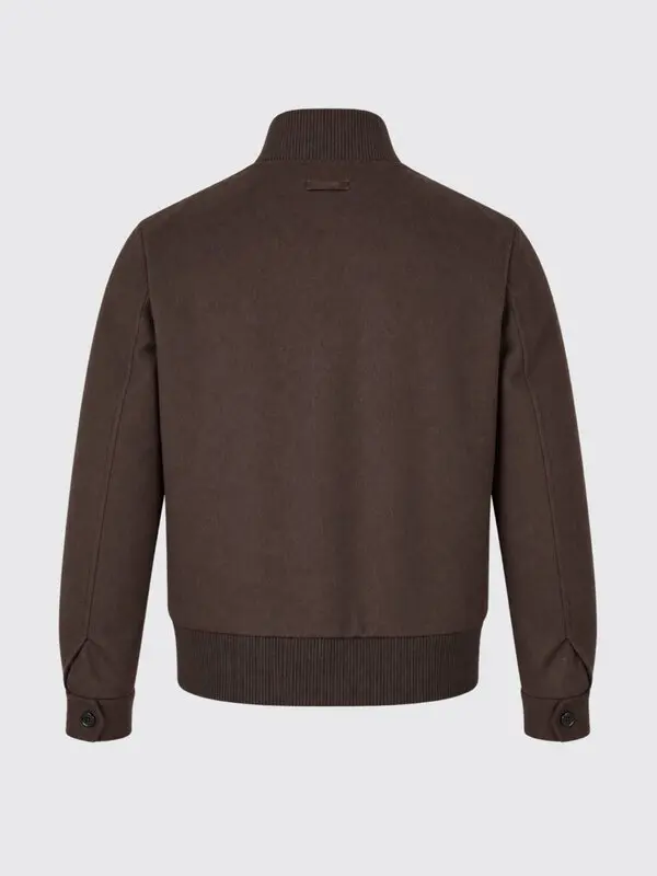 LARDINI Wool And Cashmere Blend Bomber Jacket With A High Collar - Dark
