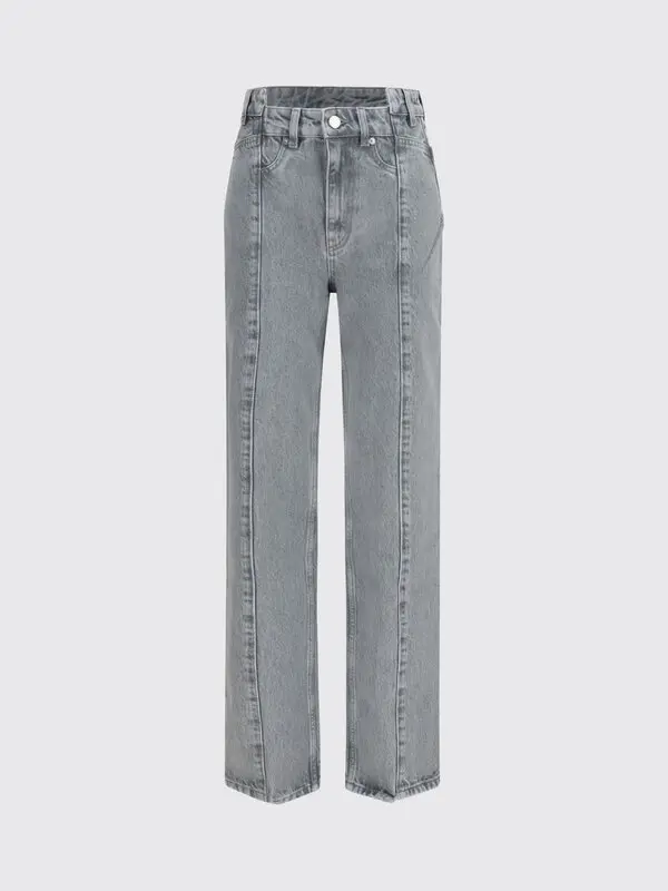 GANNI Gray Cotton Denim High-waisted Straight Jeans