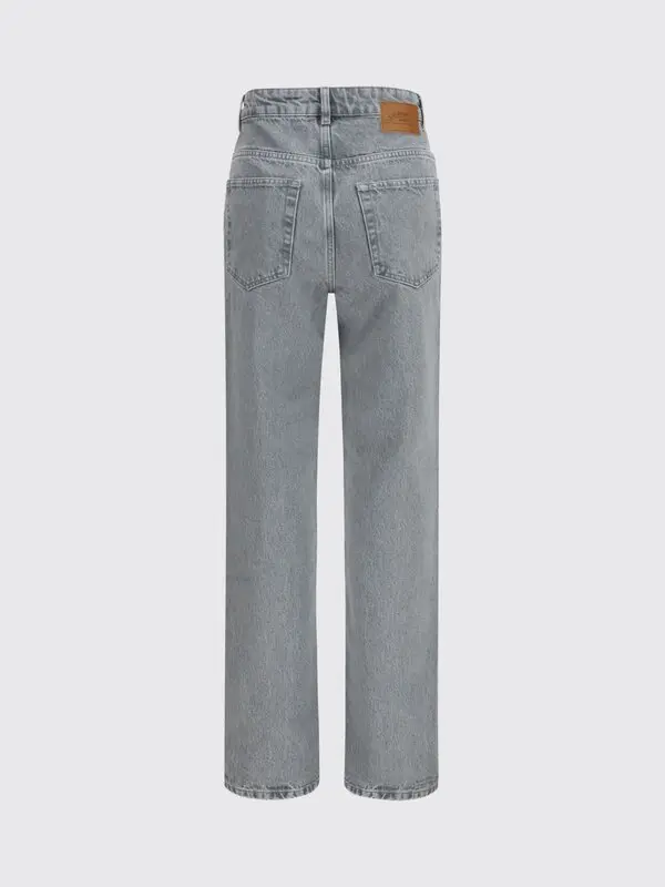 GANNI Gray Cotton Denim High-waisted Straight Jeans