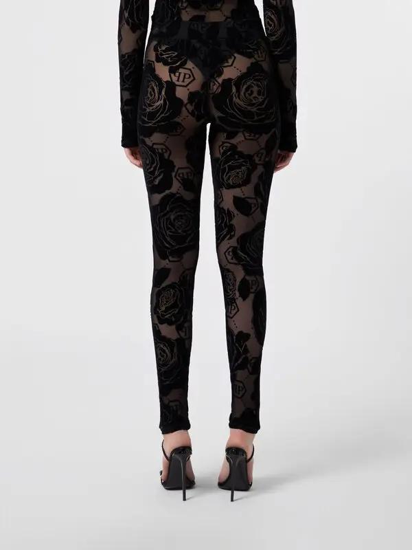 Philipp Plein High-waisted Skinny Leggings With A Floral Monogram Print