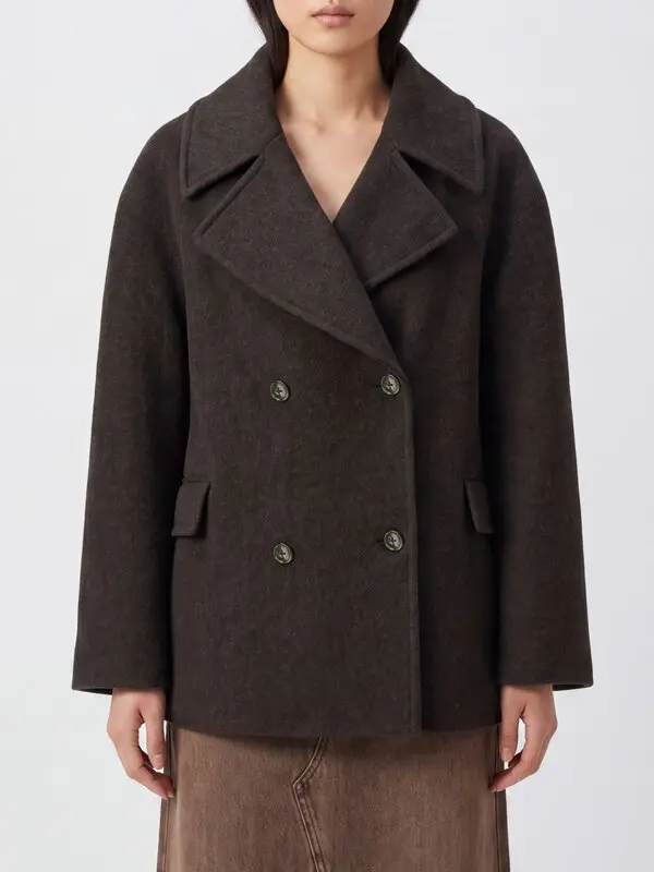 Loulou De Saison Short Double-breasted Wool And Cashmere Coat With Dropped Shoulders