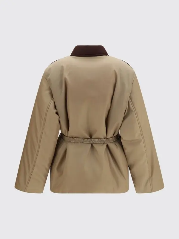 Versace Bi Padded Nylon Shirt Jacket With Medusa Belt - Cocoa