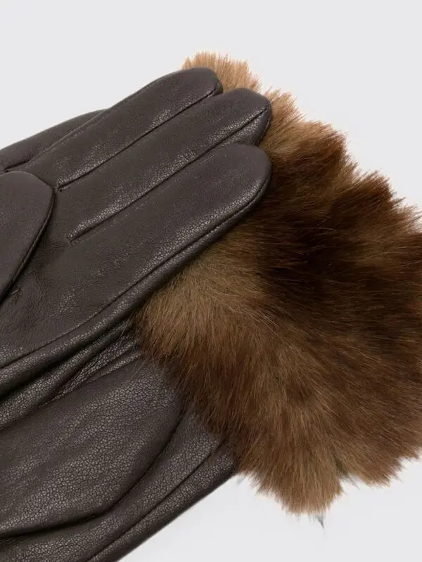 Apparis Faux Leather Gloves With Faux Fur Details
