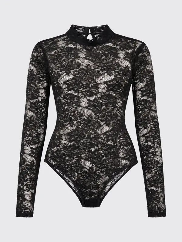 Philipp Plein High-neck Long-sleeved Lace Bodysuit With Slim Fit