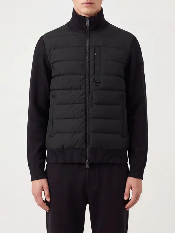 Moose Knuckles Down Jacket With Knit Panels And A Turtleneck Collar