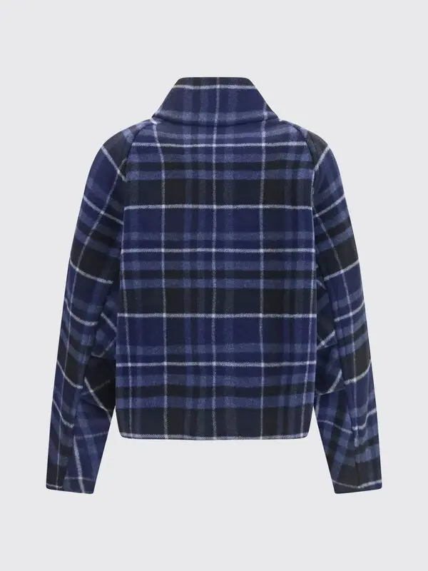 Pinko Single-breasted Tartan Wool Bomber Jacket With Funnel Neck