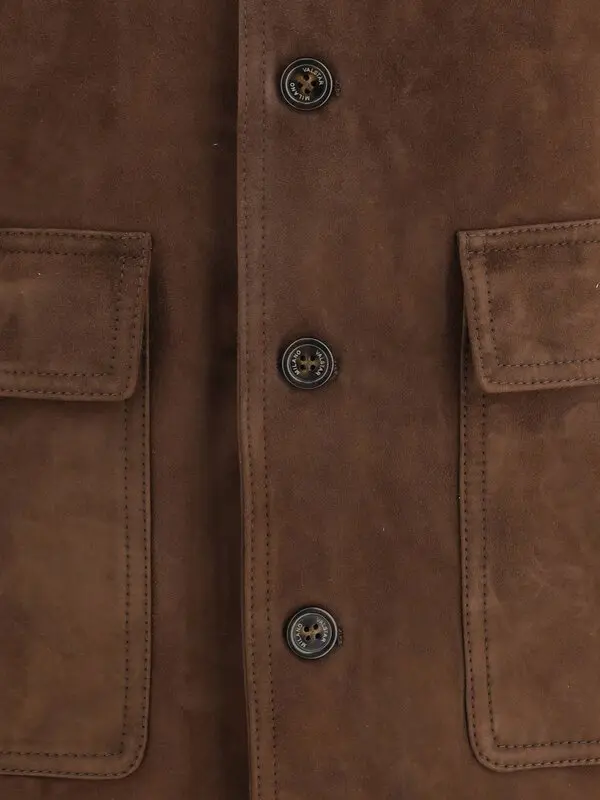 VALSTAR Suede Bomber Jacket With Funnel Neck And Patch Pockets