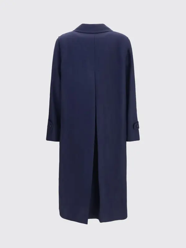 BLAZÉ MILANO Single-breasted Long Merino Wool Coat With Classic Collar - Navy