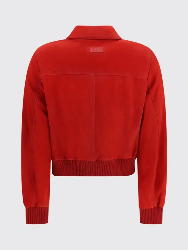 VALSTAR Shirt-style Suede Bomber Jacket With Classic Collar - Red