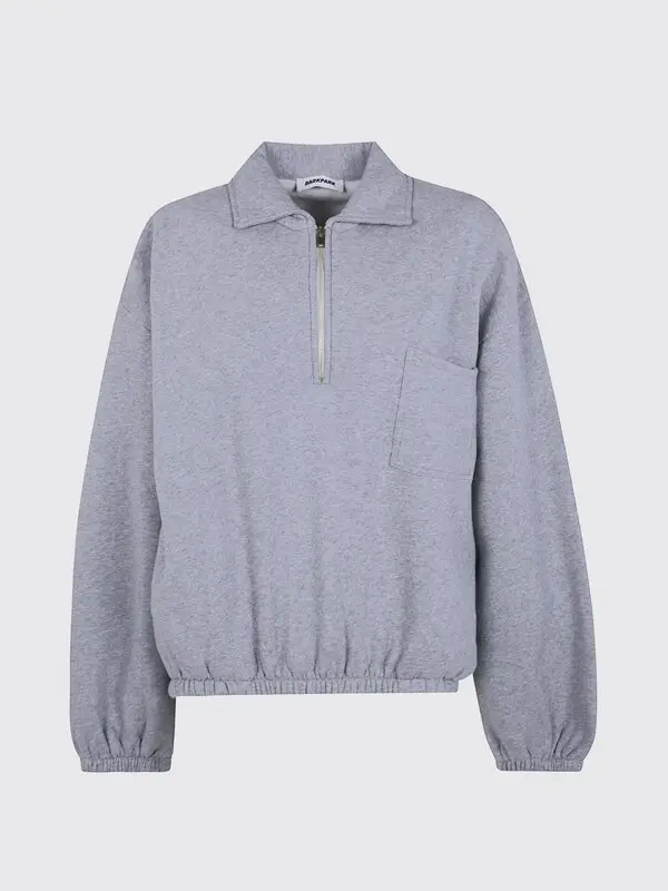 DARKPARK Relaxed Fit Cotton Polo Sweatshirt With Zip And Dropped Shoulders - Grey 1