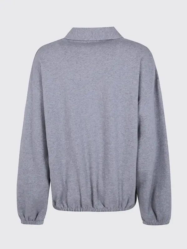 DARKPARK Relaxed Fit Cotton Polo Sweatshirt With Zip And Dropped Shoulders - Grey 1