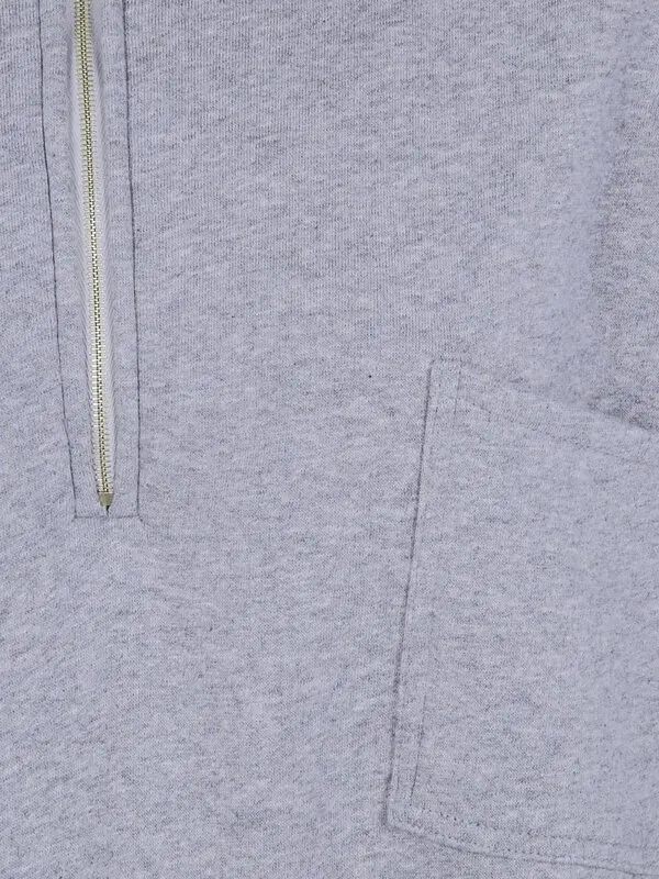 DARKPARK Relaxed Fit Cotton Polo Sweatshirt With Zip And Dropped Shoulders - Grey 1