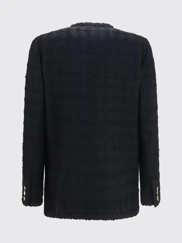 Alessandra Rich Double-breasted Bouclé Blazer With Metallic Buttons