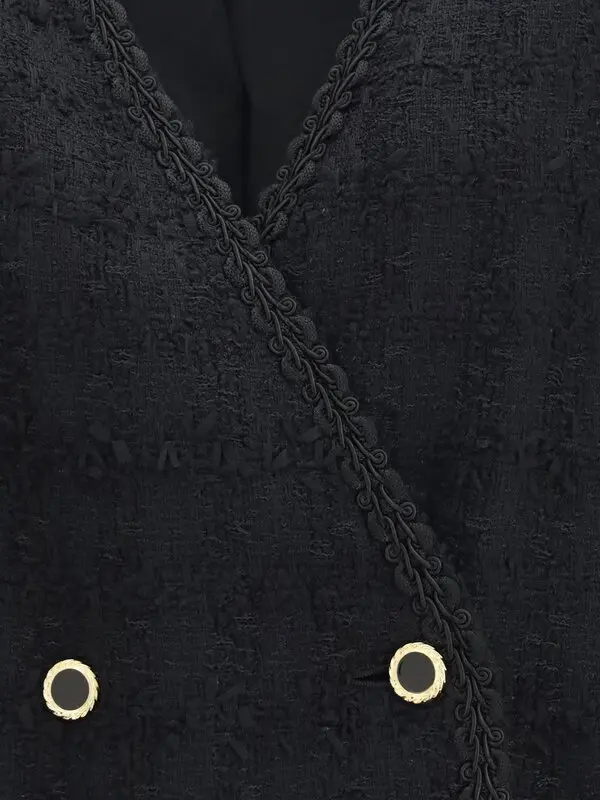 Alessandra Rich Double-breasted Bouclé Blazer With Metallic Buttons