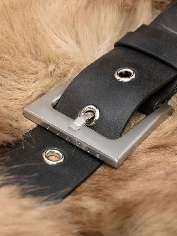Apparis Abstract Pattern Faux Fur Stole With Buckle Closure
