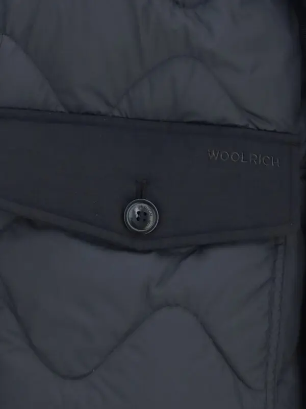 Woolrich Polyester Down Jacket With Classic Collar And Patch Pockets