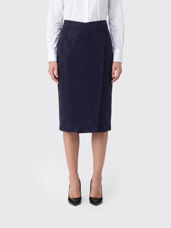 Pinko Rhinestone-embellished Crêpe Midi Wrap Skirt