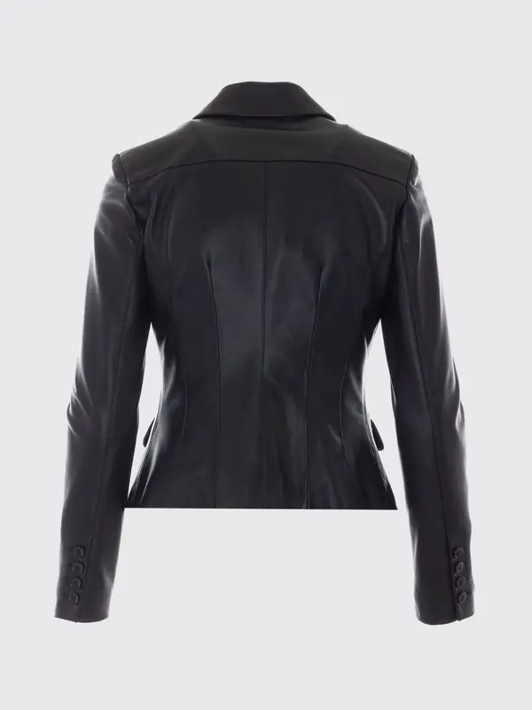 Elisabetta Franchi Slim Fit Leather Blazer With Peak Lapels