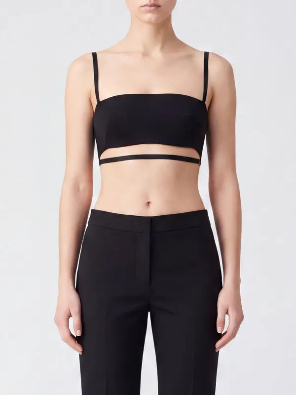 JIL SANDER Cropped Slim Fit Top In Wool And Silk Blend With Square Neckline