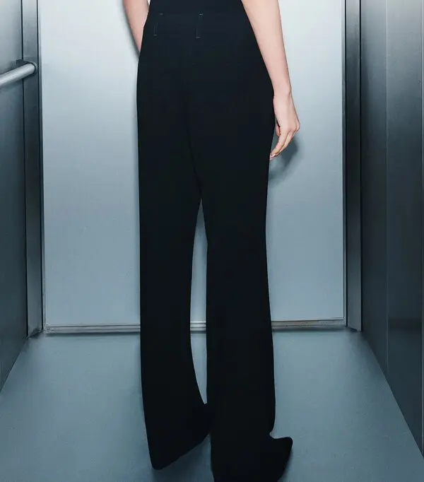Marella Satin Bootcut Trousers - Black