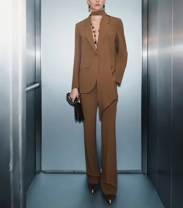 Marella Satin Flared Trousers - Brown