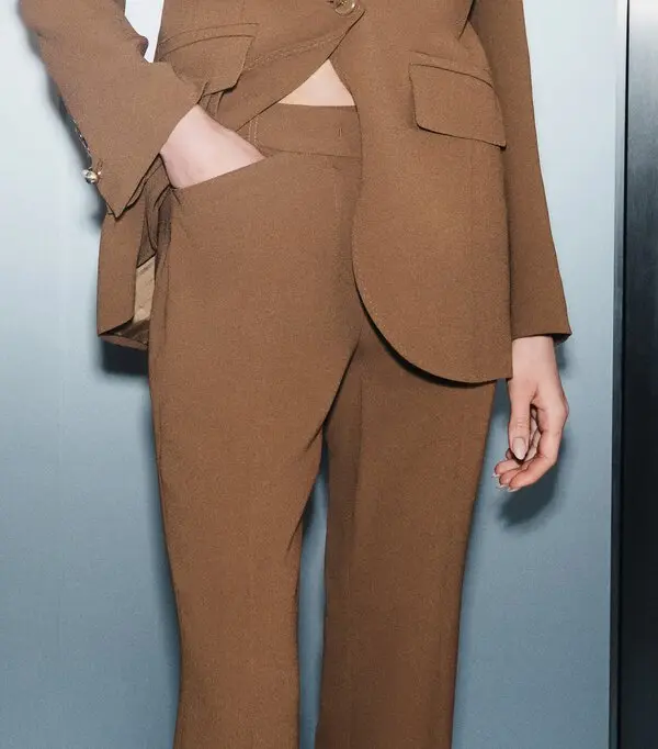 Marella Satin Flared Trousers - Brown