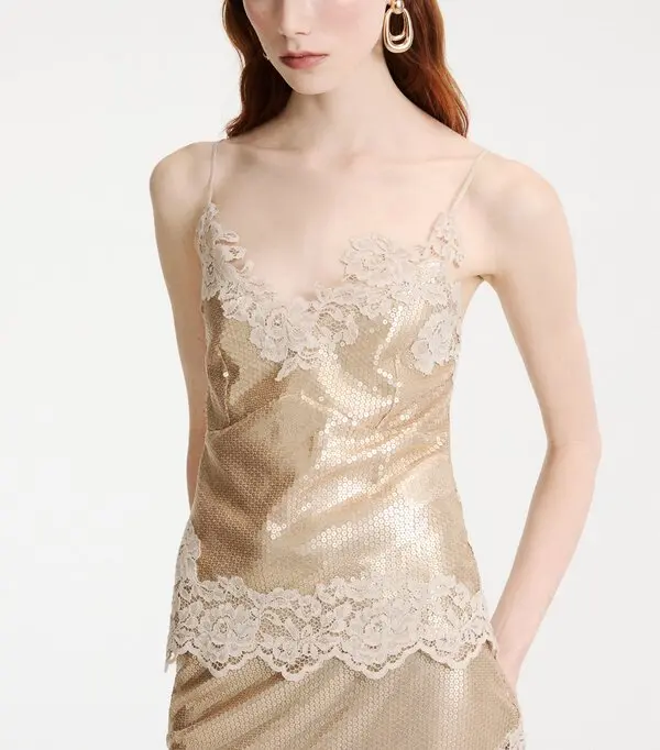 Marella Sequin Lace-trim Top