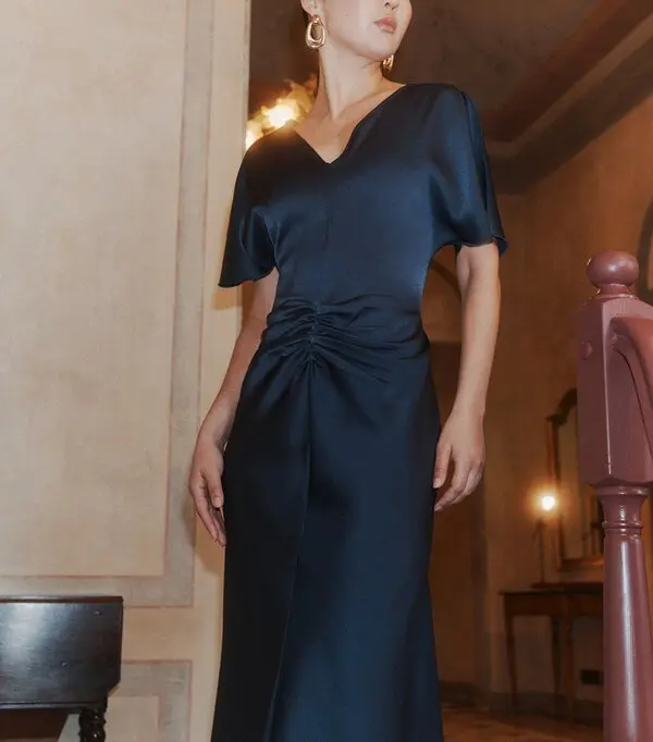 Marella Satin Gathered Midi Dress