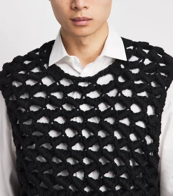 Comme Des Garçons Wool-blend Crochet Sweater Vest