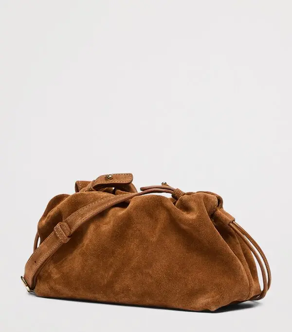 Marella Suede Clutch Bag - Brown
