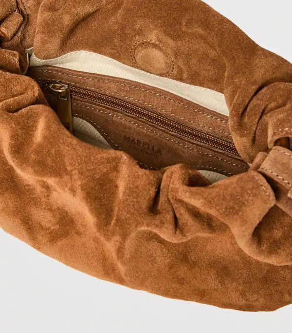 Marella Suede Clutch Bag - Brown